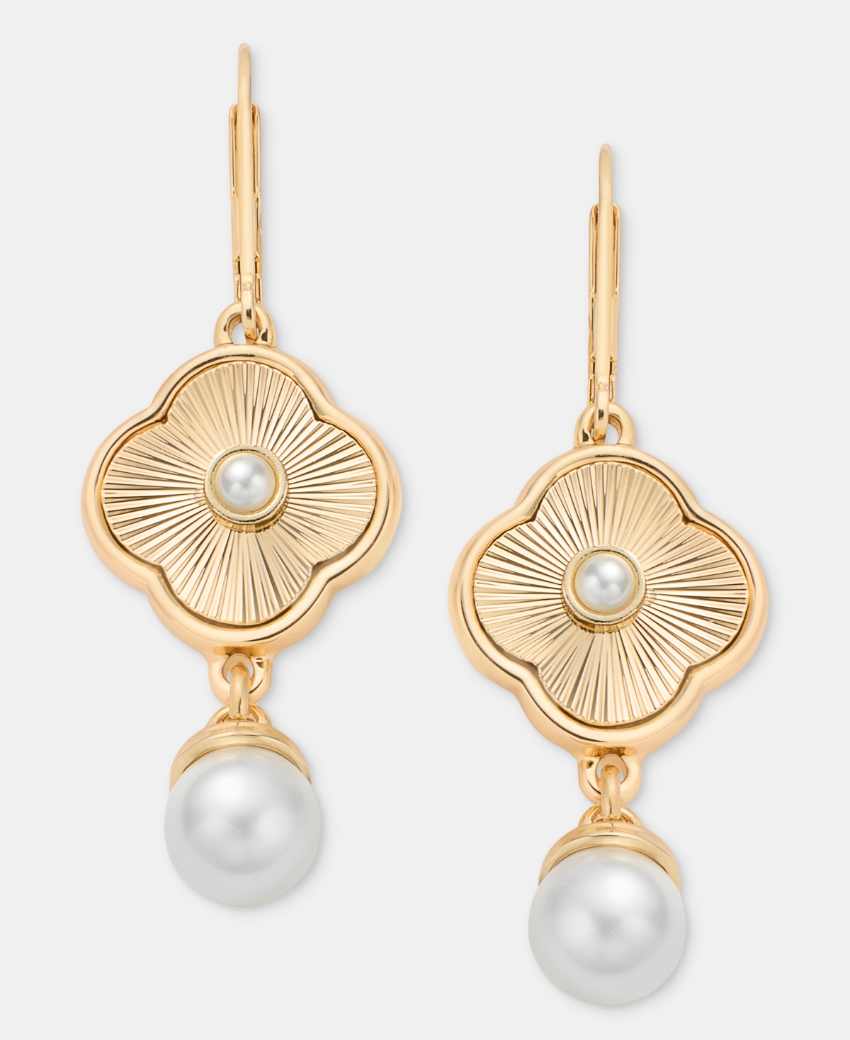 Click here for Anne Klein Imitation Pearl Quartofoil Drop Earring... prices