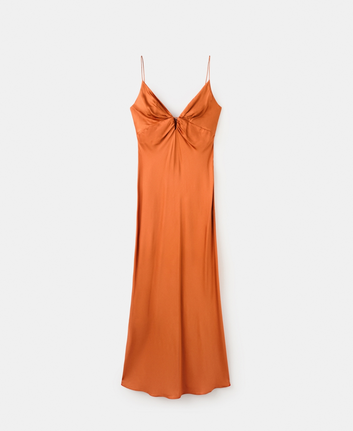 Click here for Mango Womens Gathered V-Neckline Satin Dress - Ora... prices