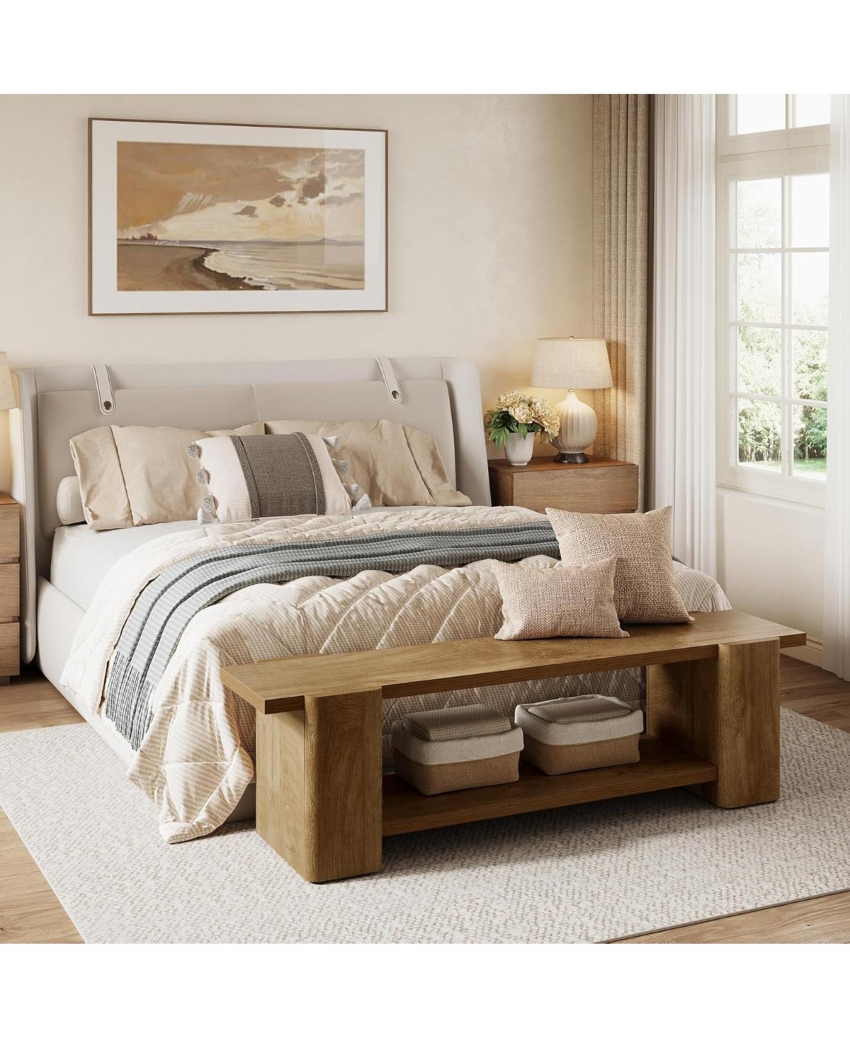 Click here for Tribesigns Wood Entryway Bench: 63 end of bed benc... prices