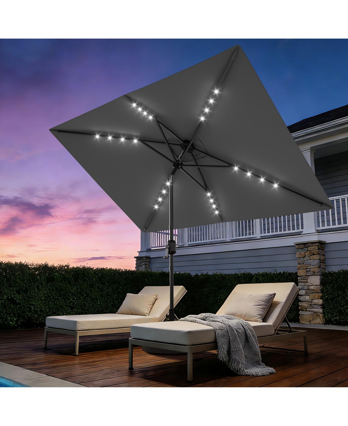 Click here for homfan 10x6.5 Solar Led Rectangular Patio Umbrella... prices