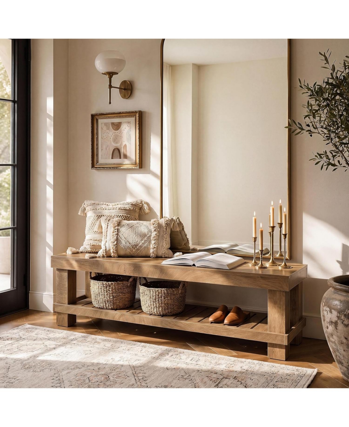 Click here for Tribesigns 63 Long Entryway Dining Bench with Slat... prices