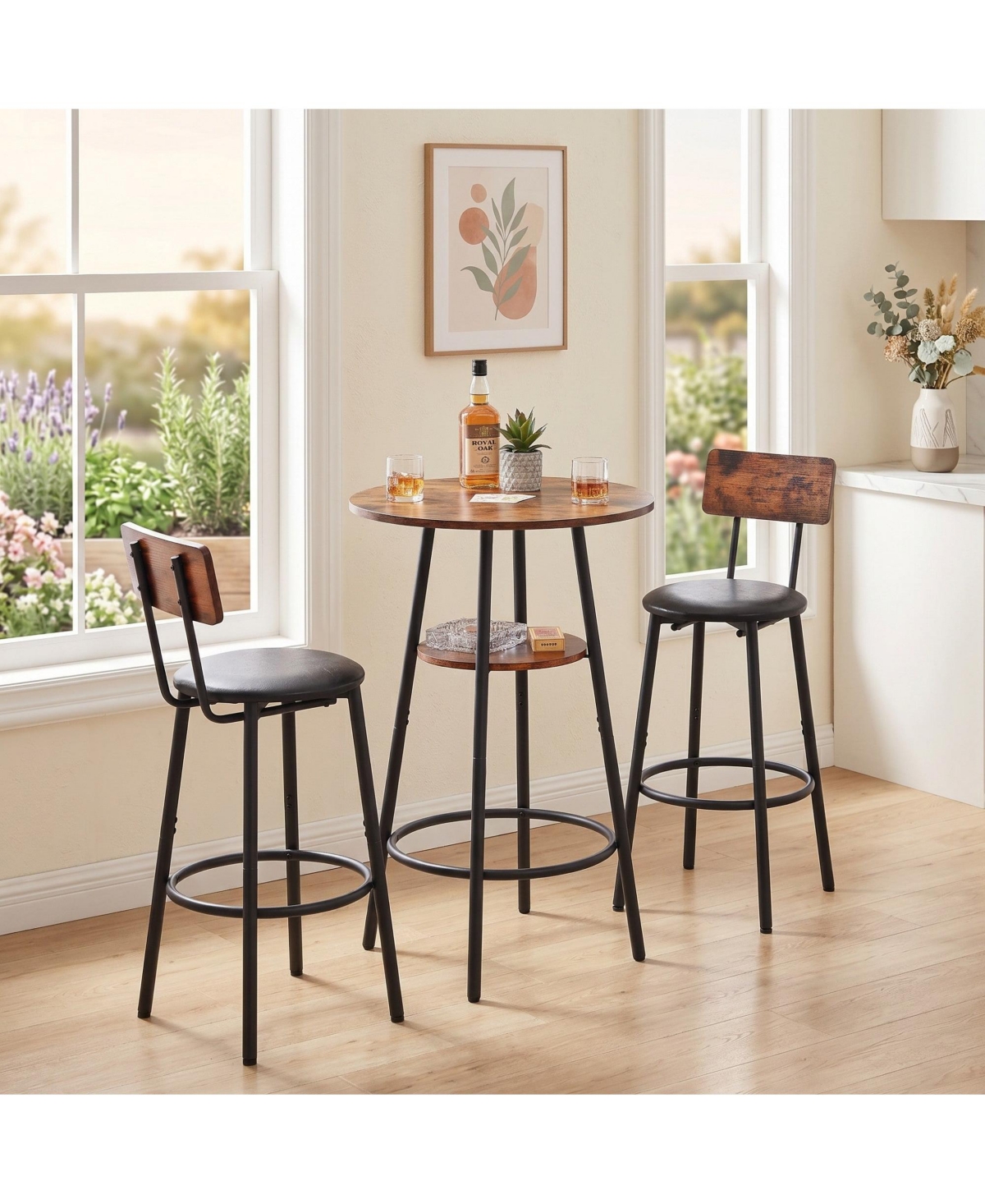 Click here for Sailvan Round Bar Stool Set with Storage Shelf  Up... prices