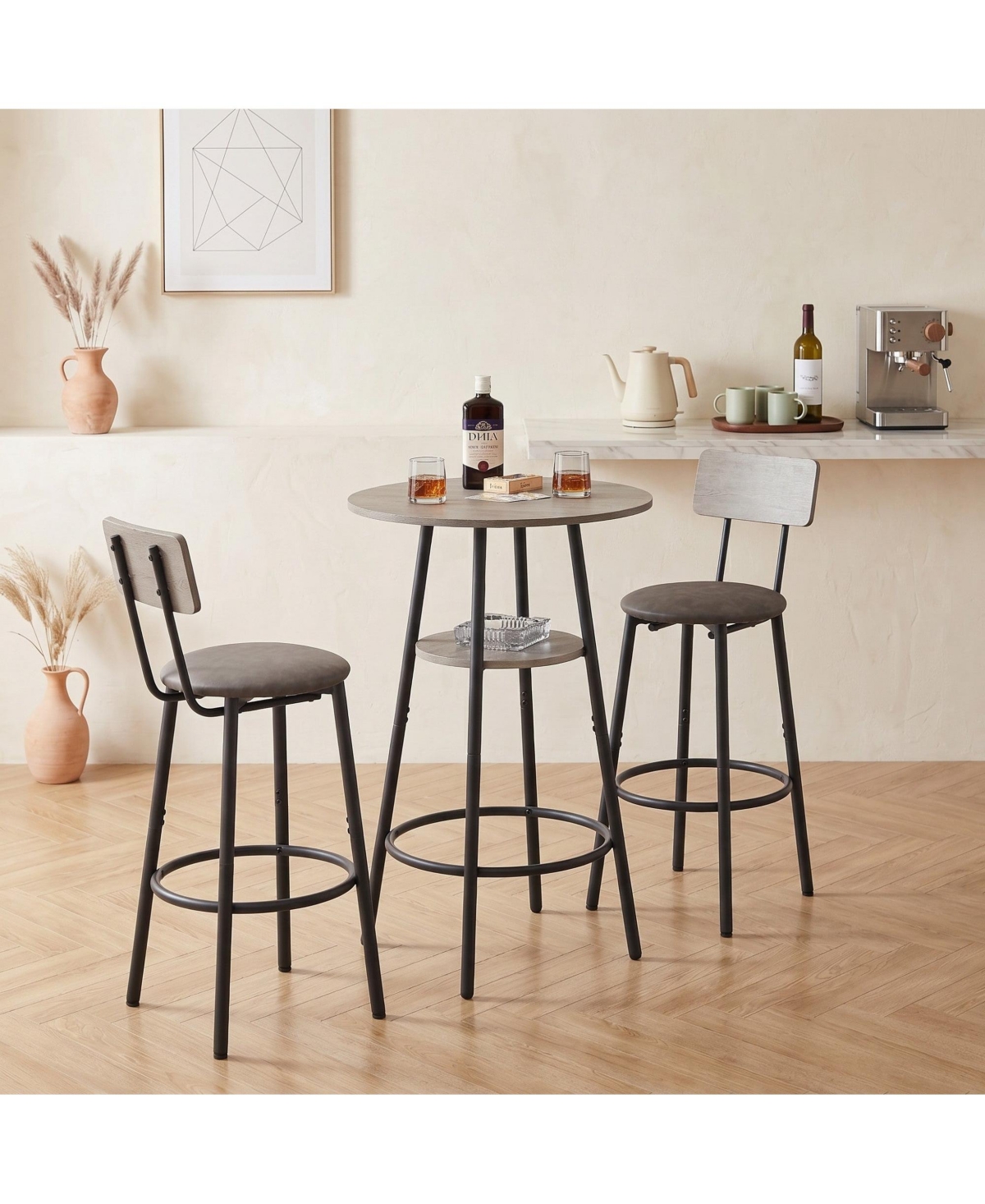 Click here for Sailvan Round Bar Stool Set with Storage Shelf  Up... prices