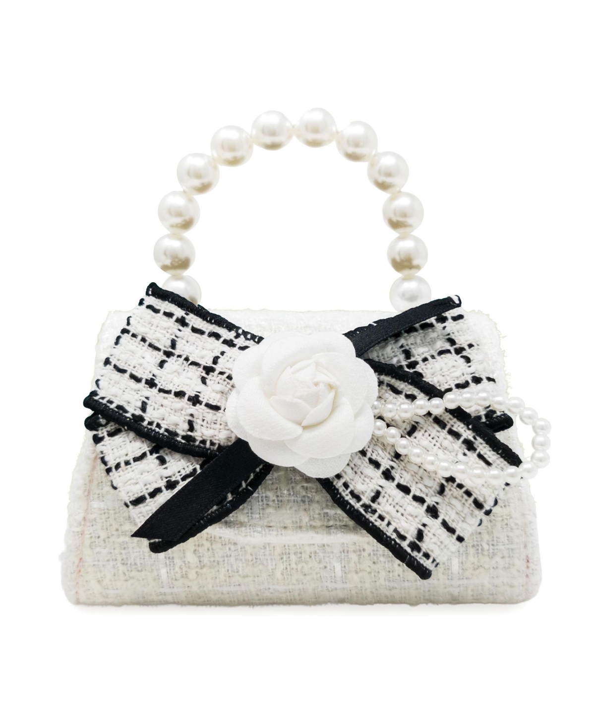 Click here for Puttisu Girls Coco Ribbon Tweed Handbag with Pearl... prices