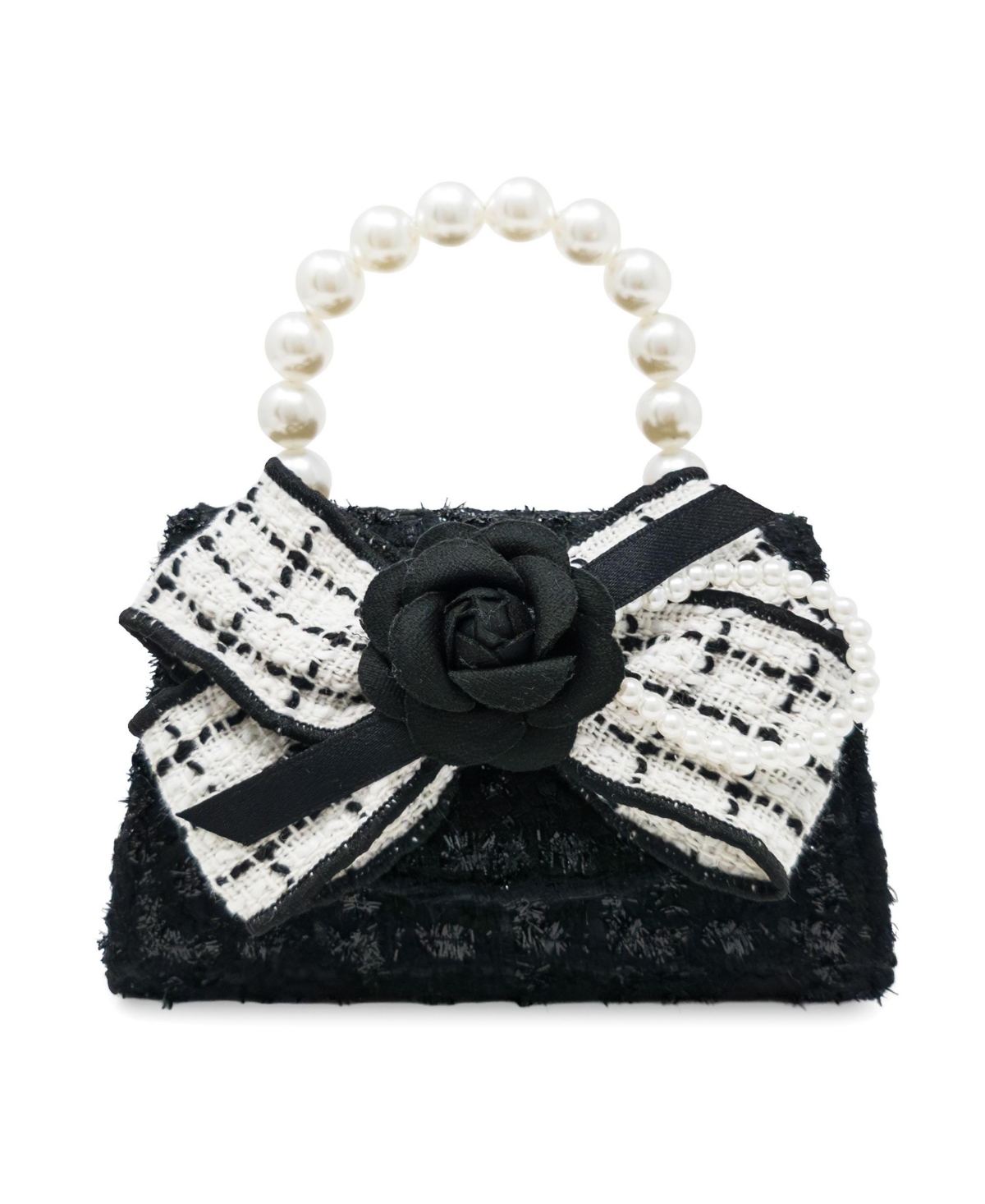 Click here for Puttisu Girls Coco Ribbon Tweed Handbag with Pearl... prices