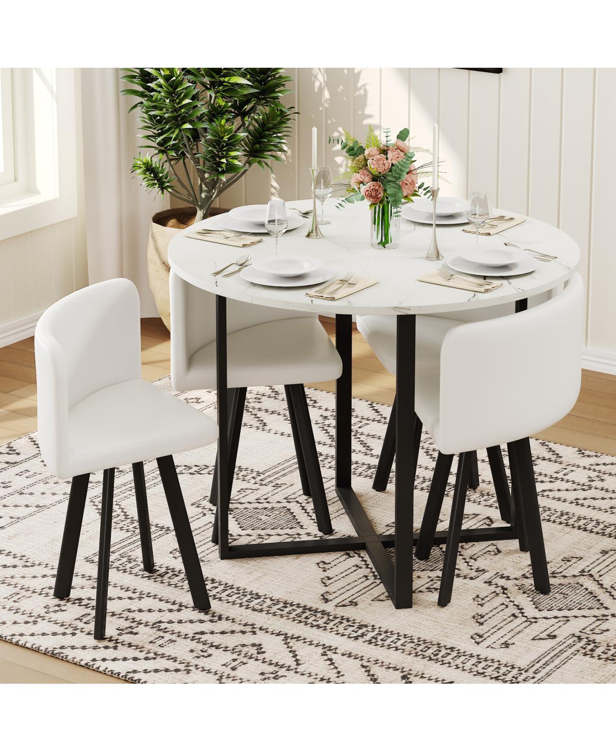 Click here for Streamdale Furniture 5-Piece Round Faux Marble Din... prices