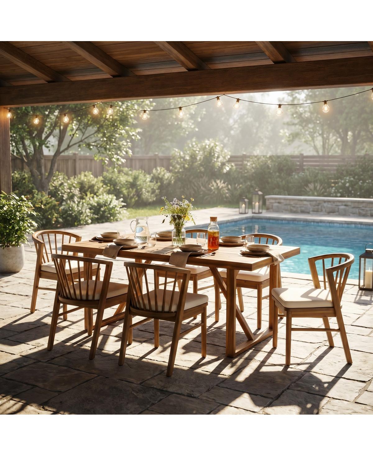 Click here for Asagikoiai Outdoor 7-Piece Acacia Wood Dining Set... prices