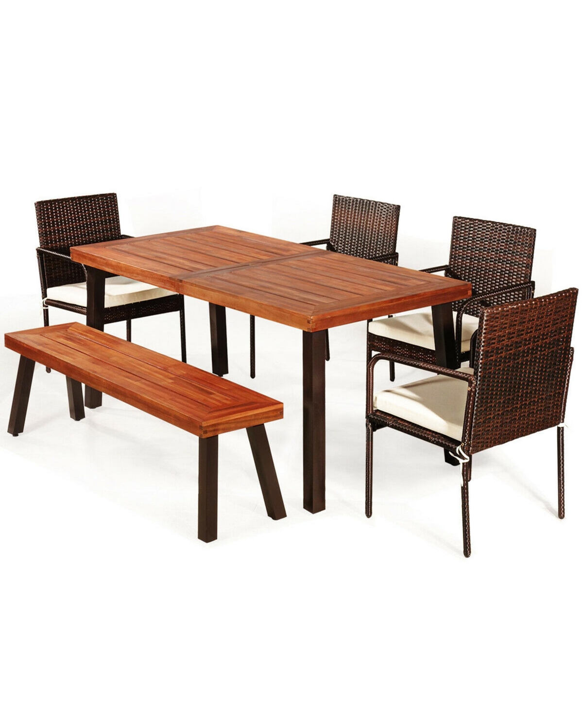 Click here for Gymax 6 Piece Patio Rattan Dining Set Acacia Wood... prices