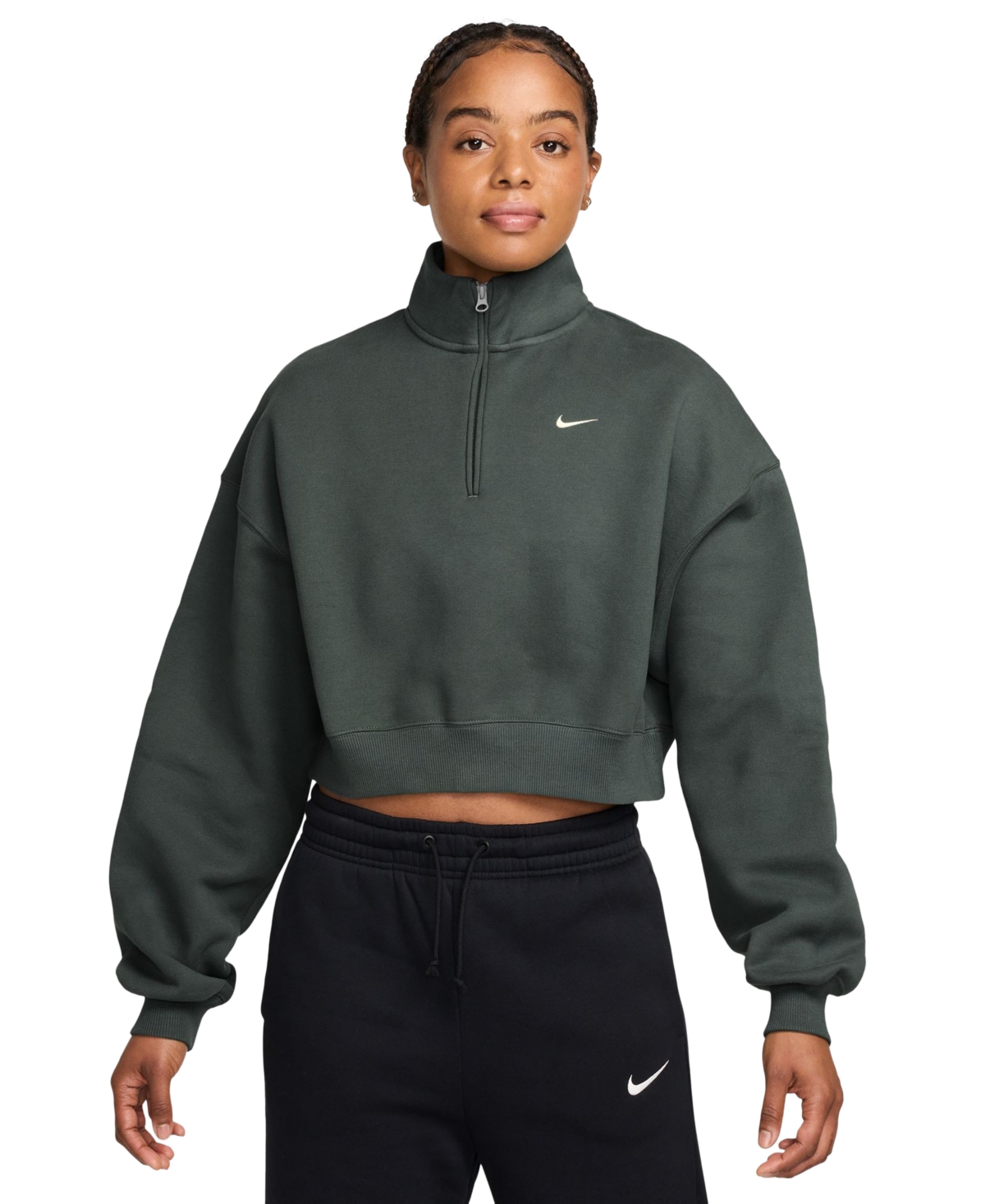 Click here for Nike Studio Fleece Womens Oversized 1/4-Zip Croppe... prices