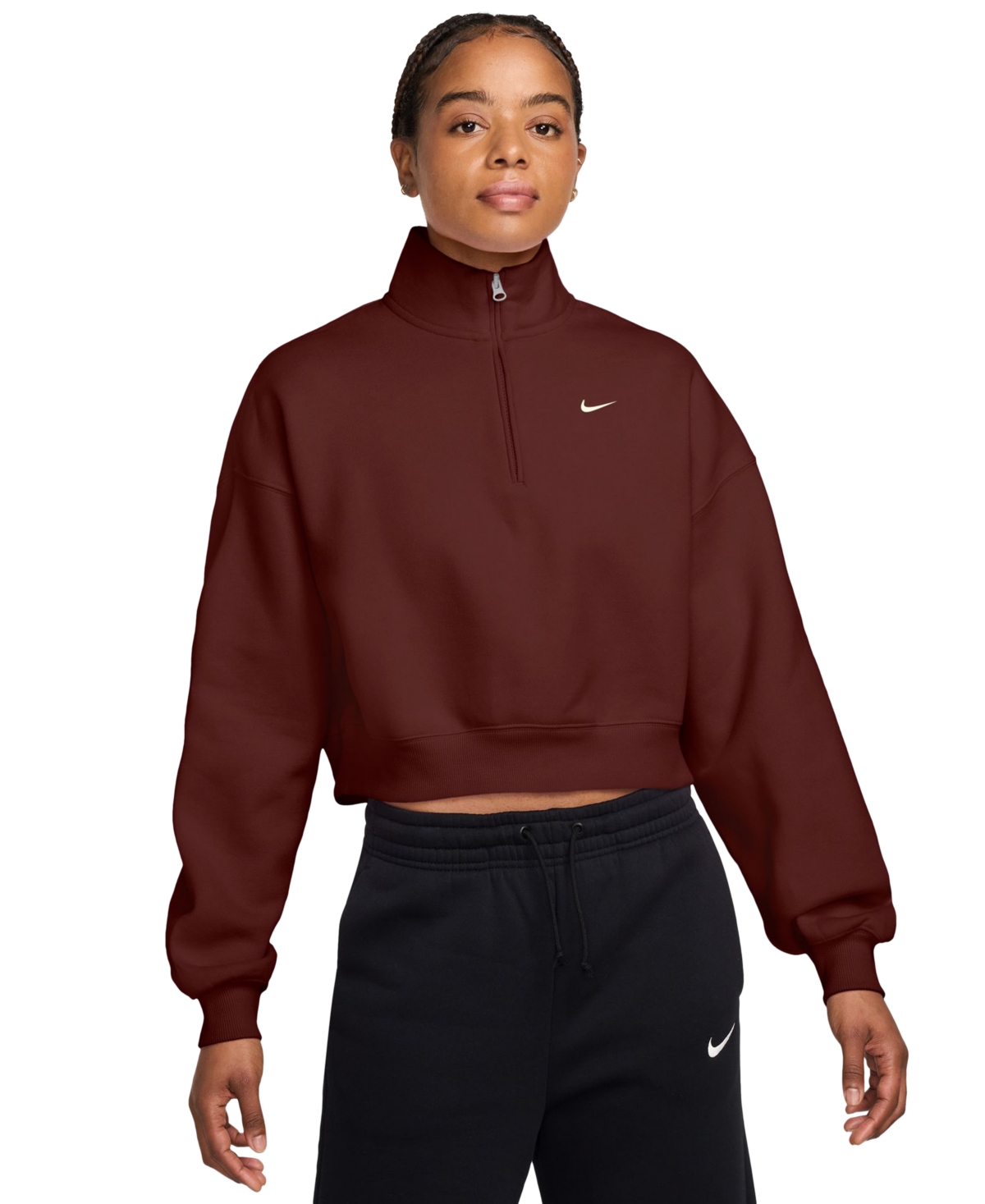 Click here for Nike Studio Fleece Womens Oversized 1/4-Zip Croppe... prices