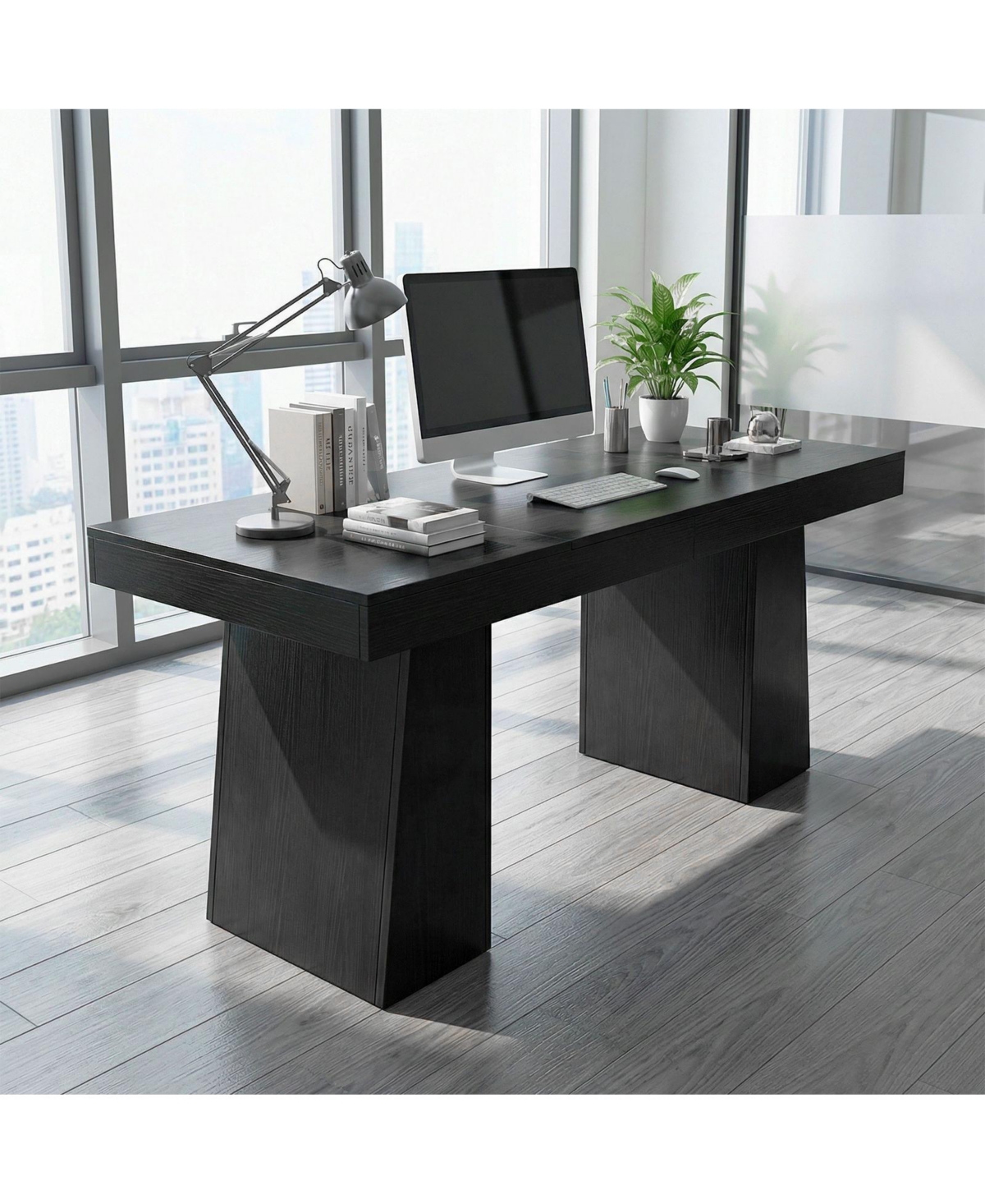 Click here for homfan Mid-Century Executive Desk â Double Trape... prices