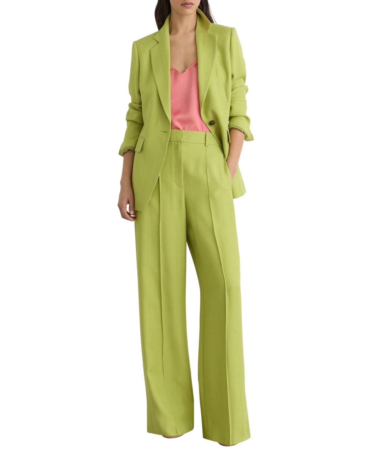 Click here for Reiss Womens Jodie Wide-Leg Suit Pants - Green prices