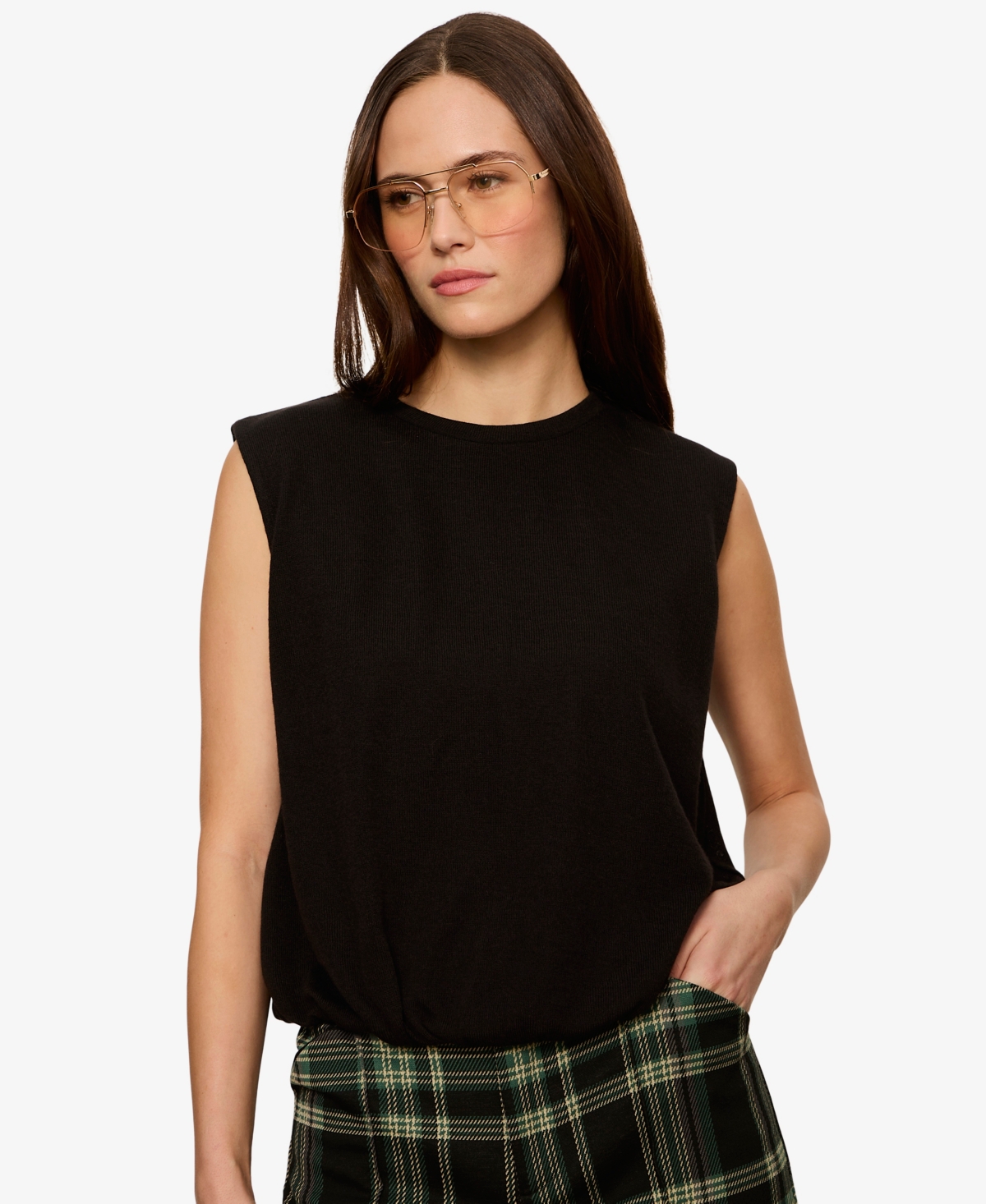Click here for Sanctuary Womens Quinn Boatneck Bubble Top - Black prices
