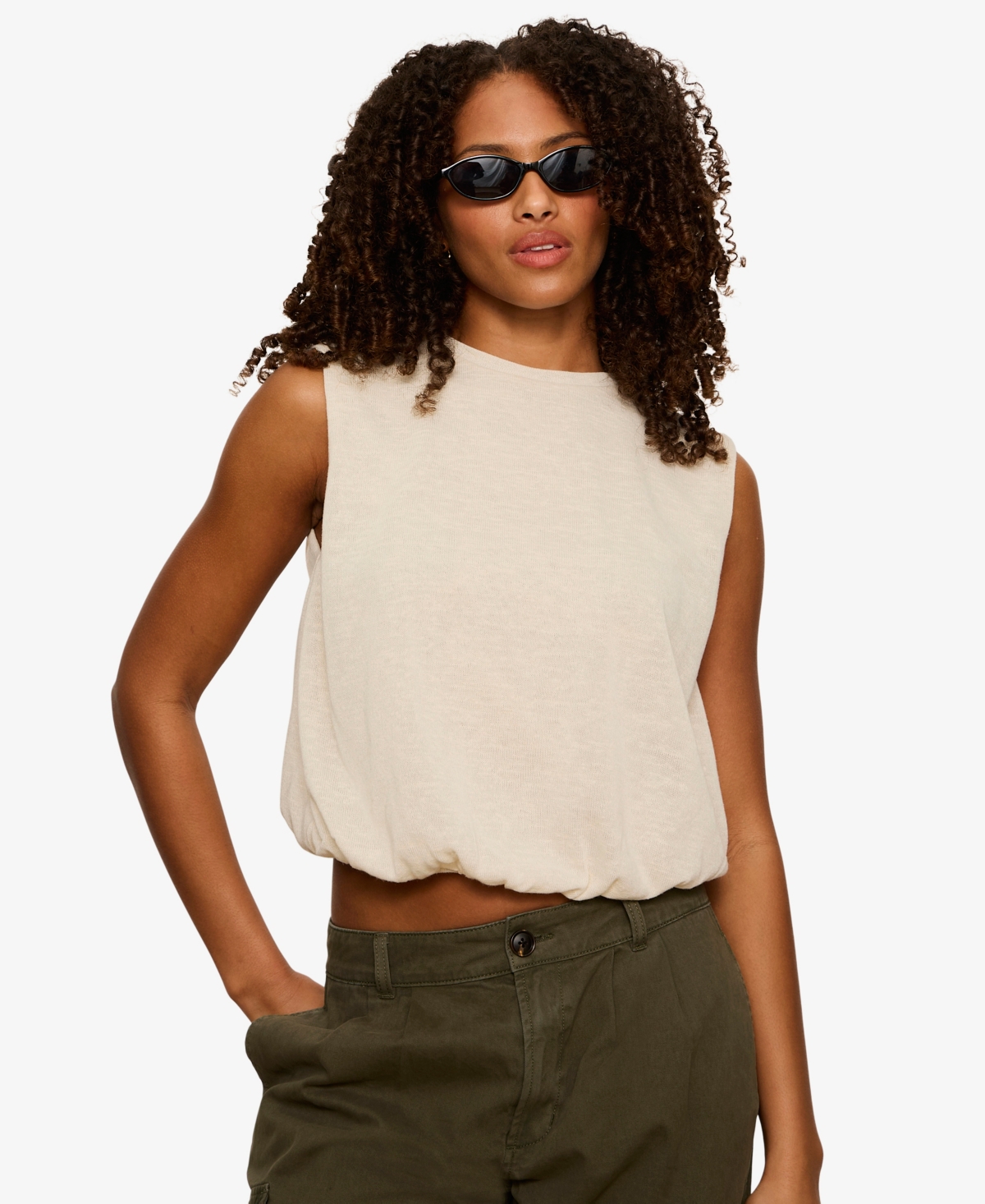Click here for Sanctuary Womens Quinn Boatneck Bubble Top - Bone prices