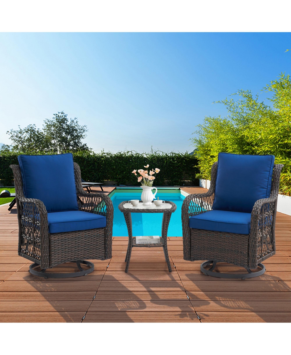 Click here for homfan 3 Piece Patio Bistro Set  All Weather Wicke... prices
