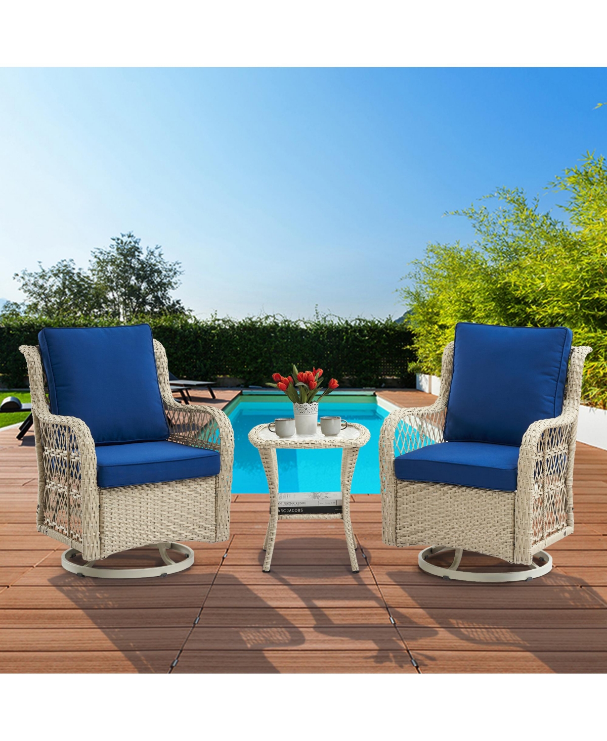 Click here for homfan 3 Piece Patio Bistro Set  All Weather Wicke... prices
