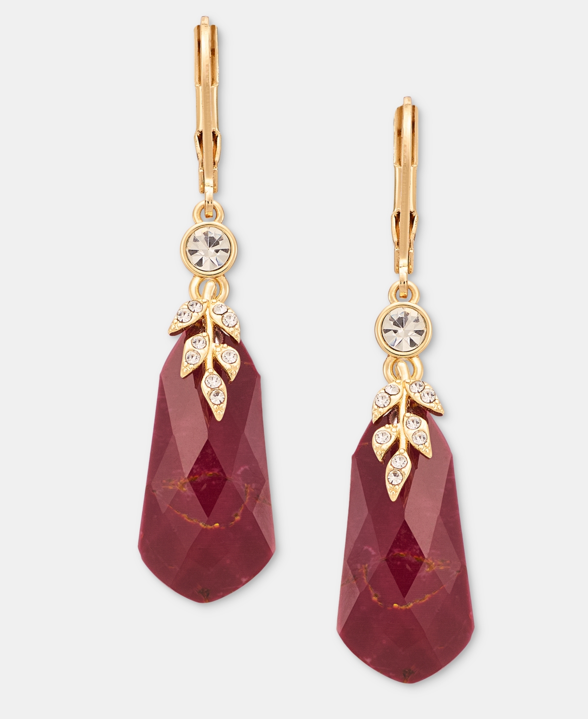 Click here for lonna & lilly Pave Stone Drop Earrings - Burgundy prices