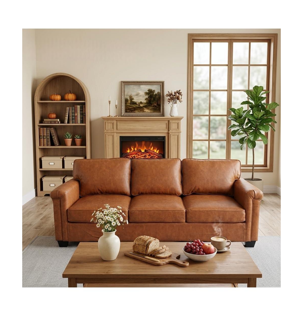 Click here for gaomon 87.8 Modern 3 Seater  Faux Leather Couch wi... prices