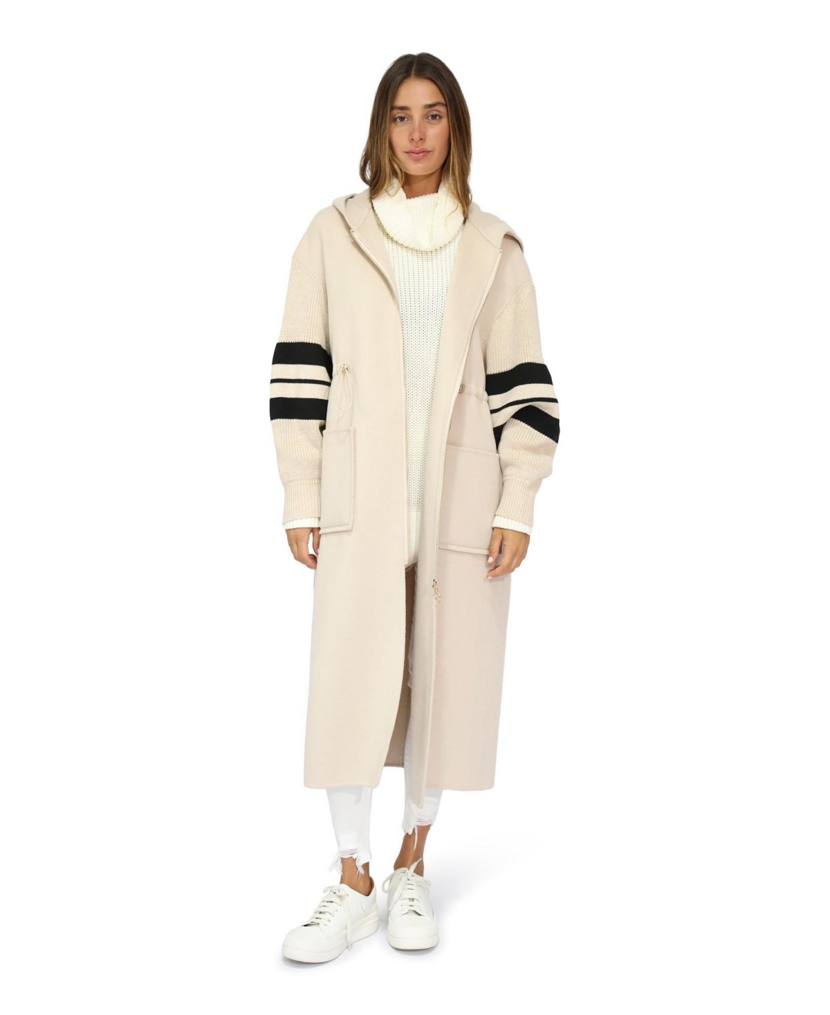 Click here for Belle & Bloom Womens Cool Kid Hooded Coatigan - Cr... prices