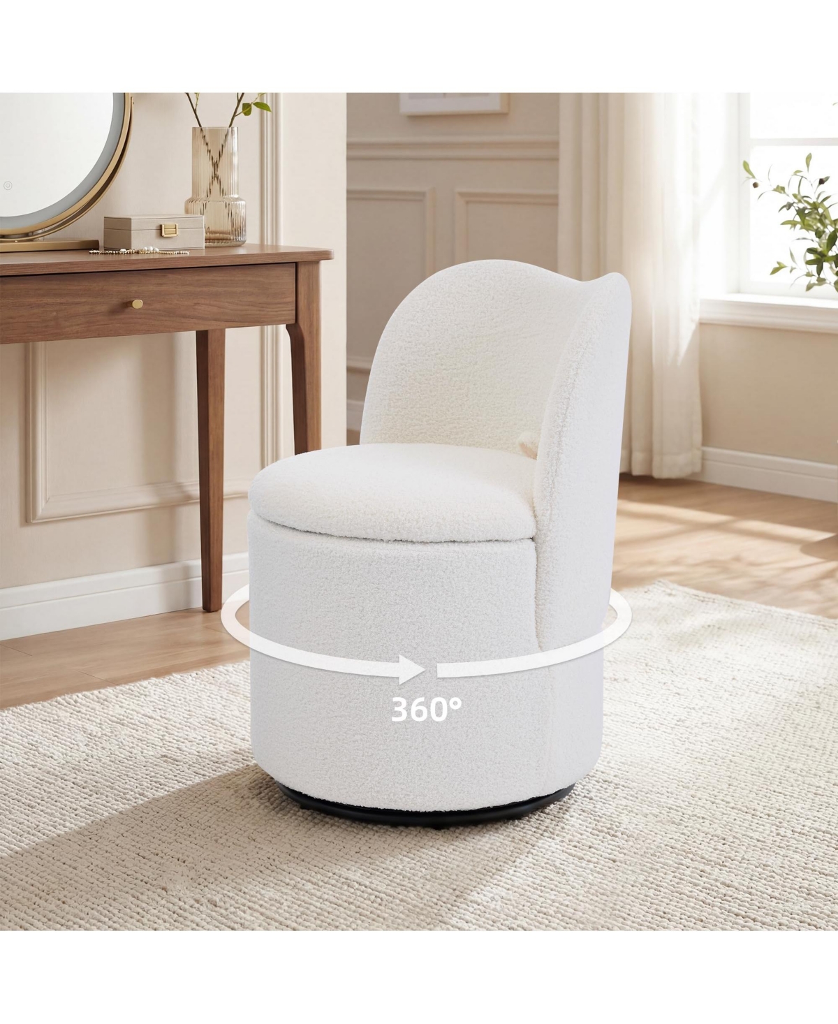 Click here for homfan Sherpa Swivel Vanity Chair with Storage - 3... prices