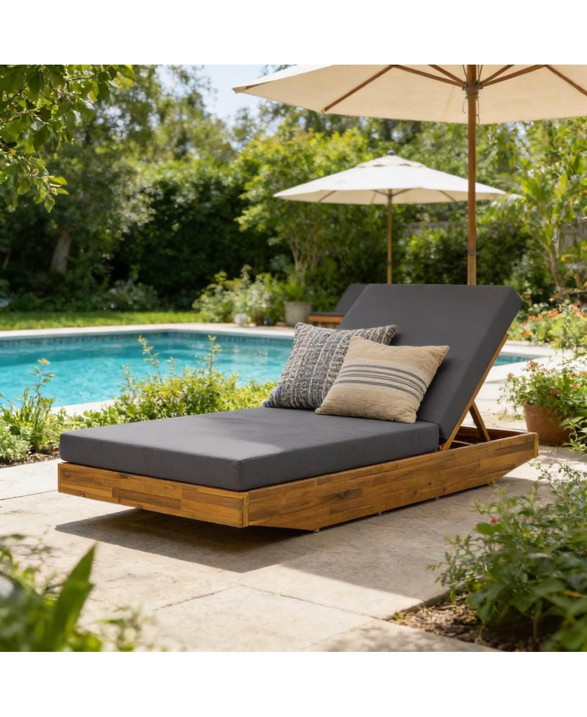 Click here for Asagikoiai Outdoor Acacia Wood Adjustable Chaise L... prices