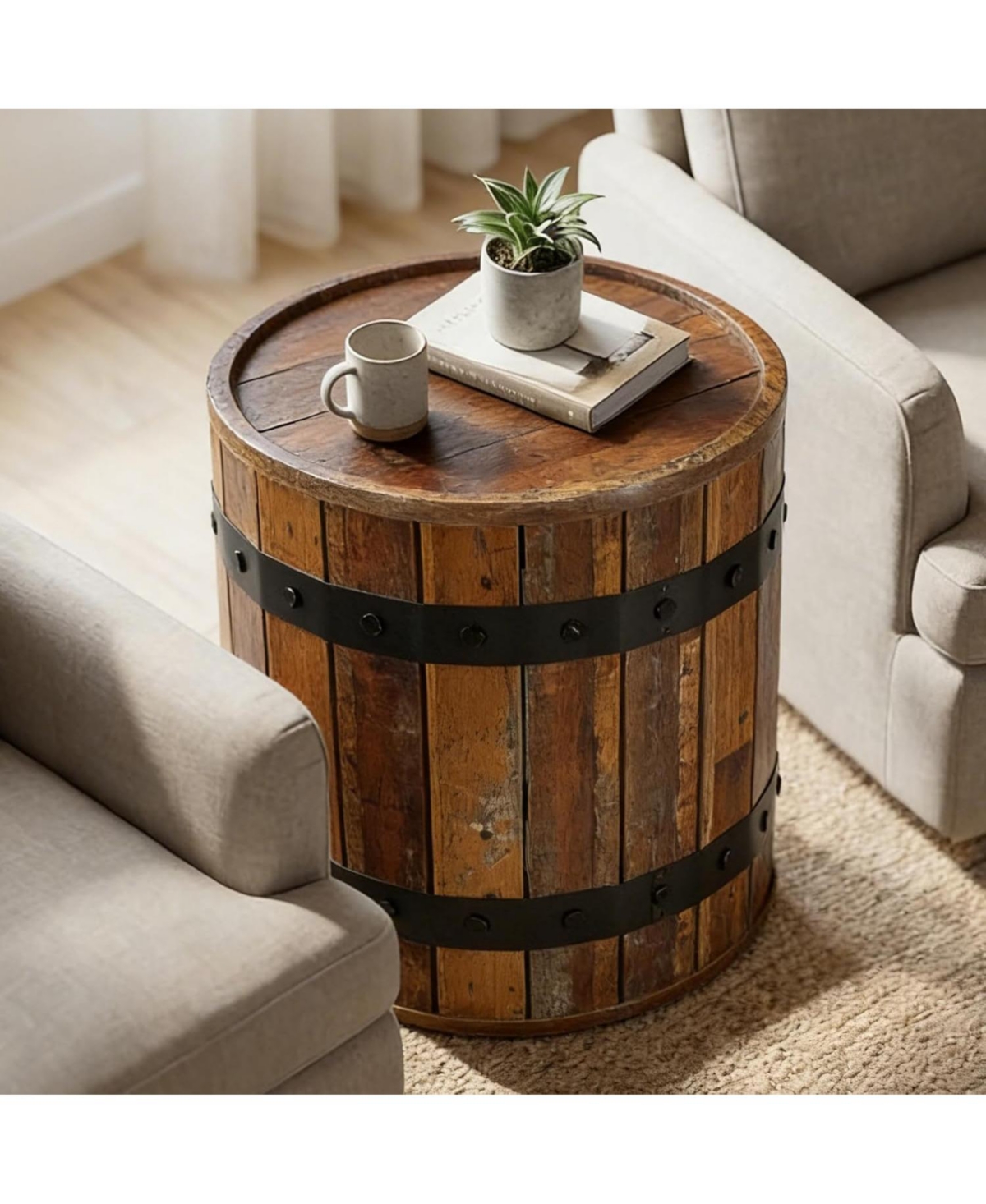 Click here for Tribesigns Barrel Side Table with Hidden Storage... prices