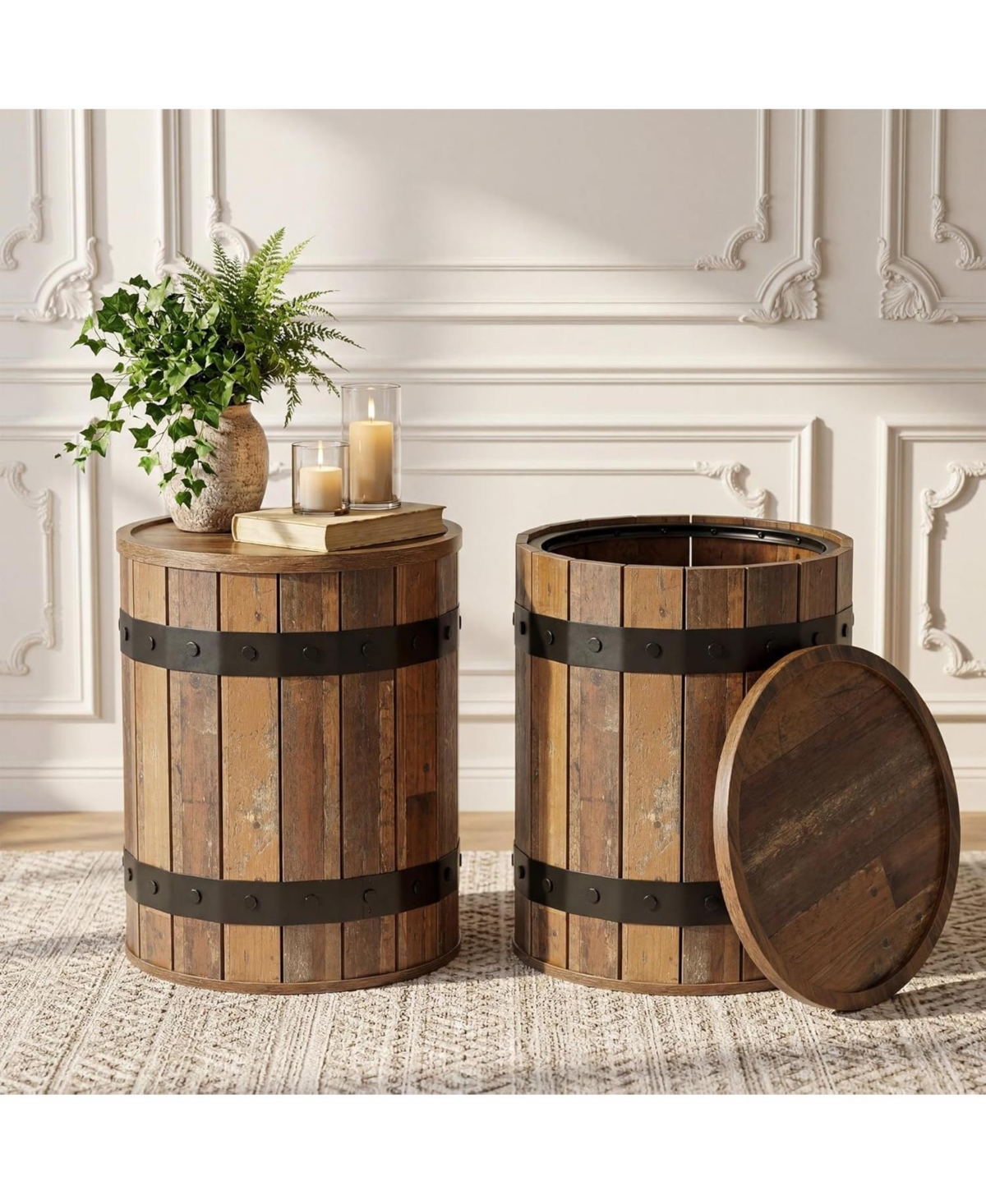 Click here for Tribesigns 19.68 Barrel Side Table with Hidden Sto... prices