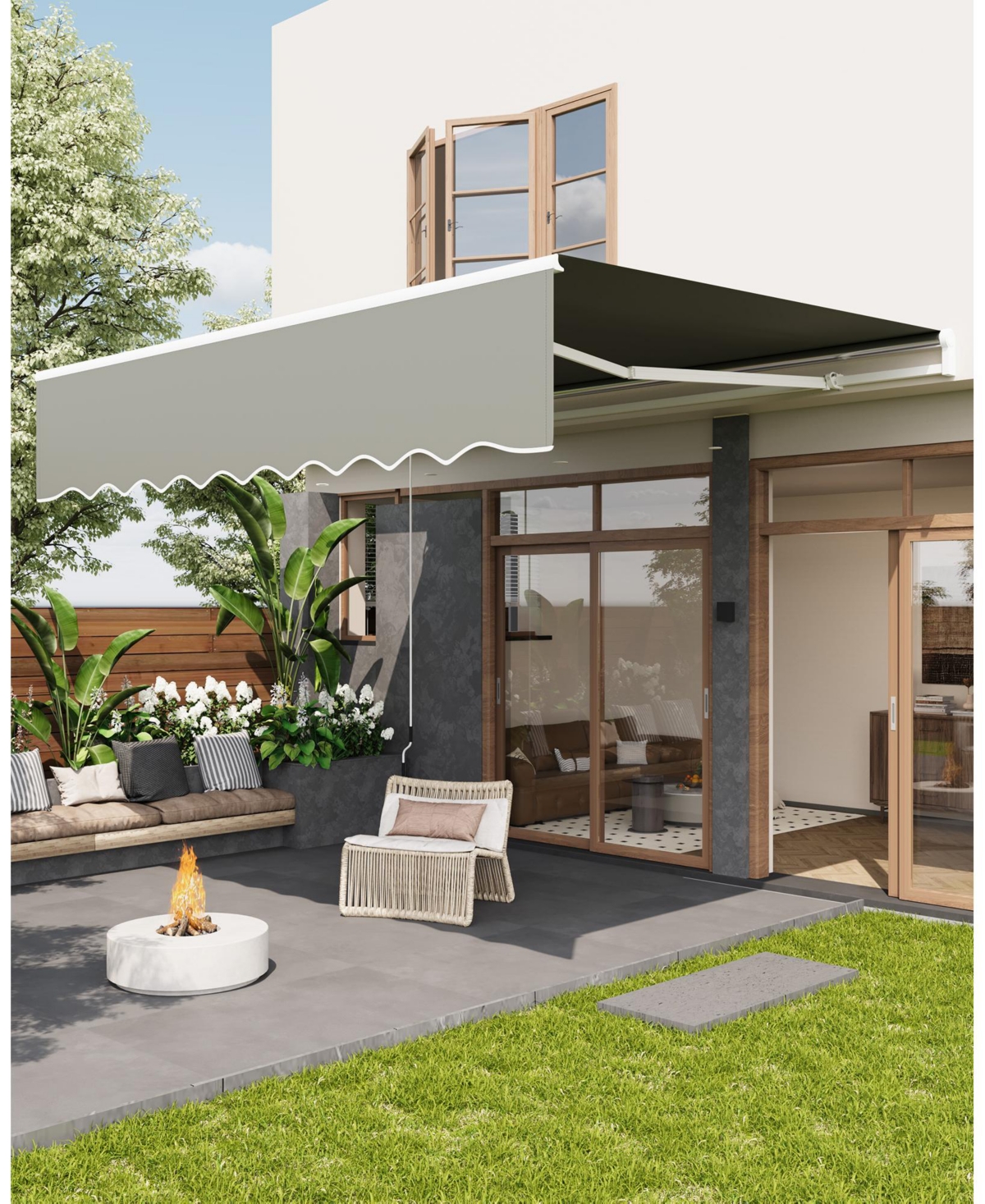 Click here for homfan Manual Retractable Patio Awning with Waterp... prices
