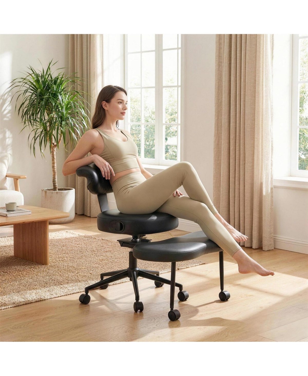 Click here for homfan Cross-Legged Office Chair with Lumbar Suppo... prices