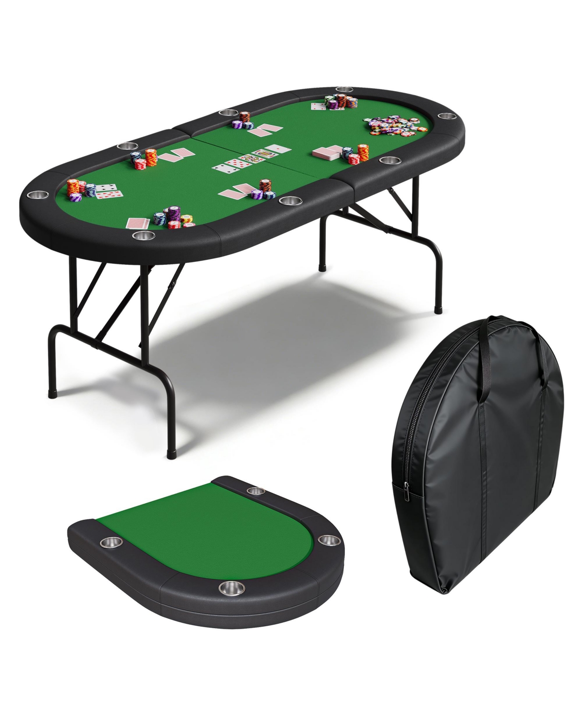 Click here for homfan 72 Oval Poker Table for 8 Foldable Card Tab... prices