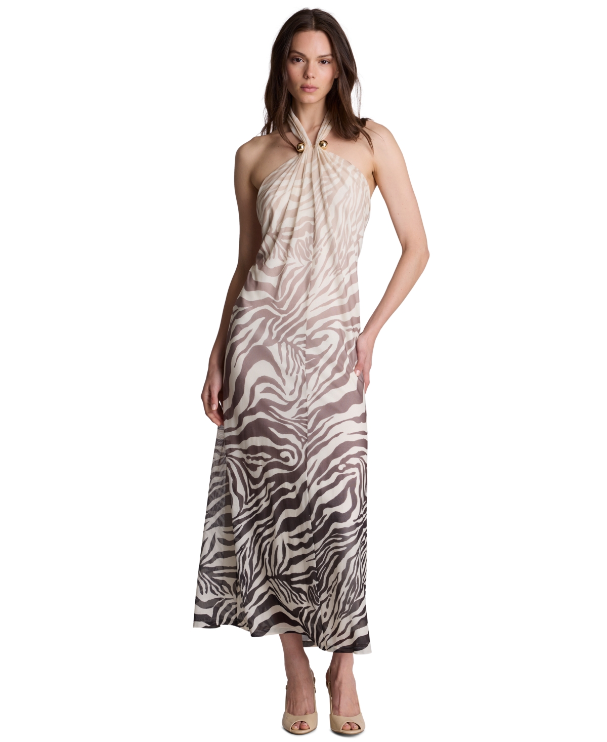Click here for Kenneth Cole Womens Halter Neck Mesh Midi Dress -... prices
