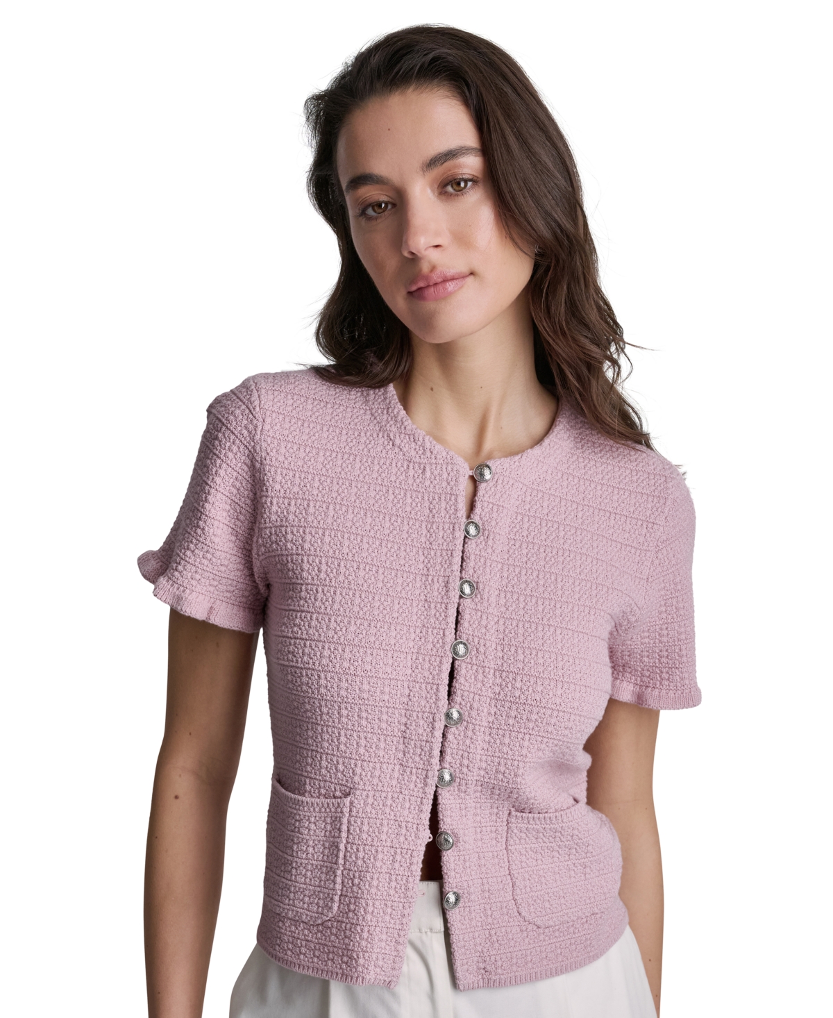 Click here for Bcbg Womens Tweed Short-Sleeve Cropped Cardigan -... prices