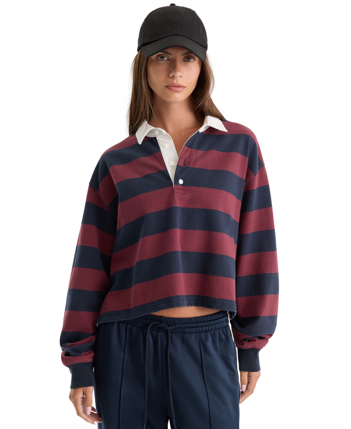 Click here for Good American Womens Cropped Rugby Polo T-Shirt -... prices