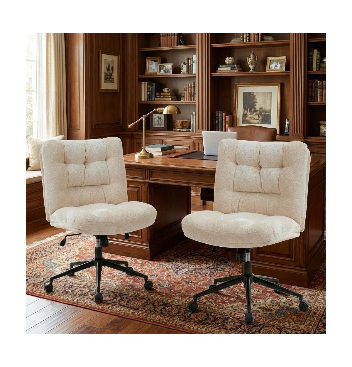 Click here for homfan Set of 2 Office Chairs with Wheels  Chenill... prices