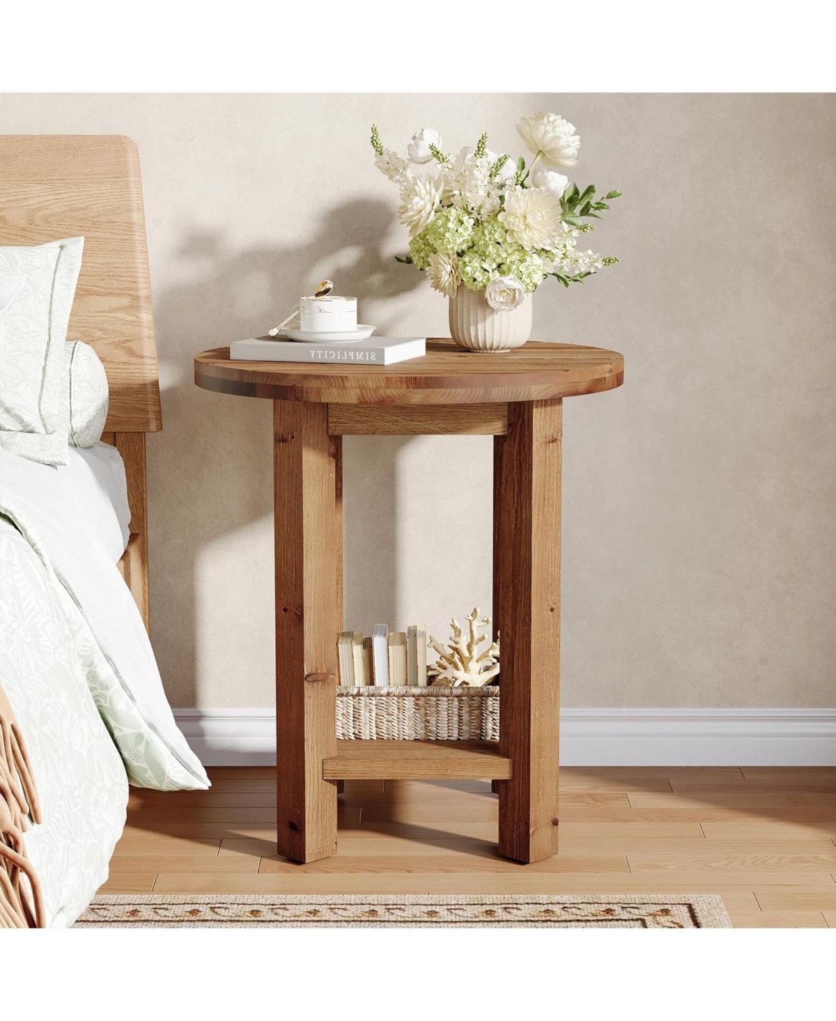 Click here for Tribesigns Round Side Table  2-Tier Solid Wood End... prices