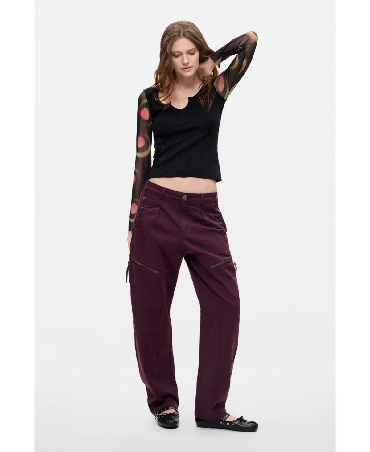 Click here for Desigual Womens Long Zipper Trousers - Purple prices