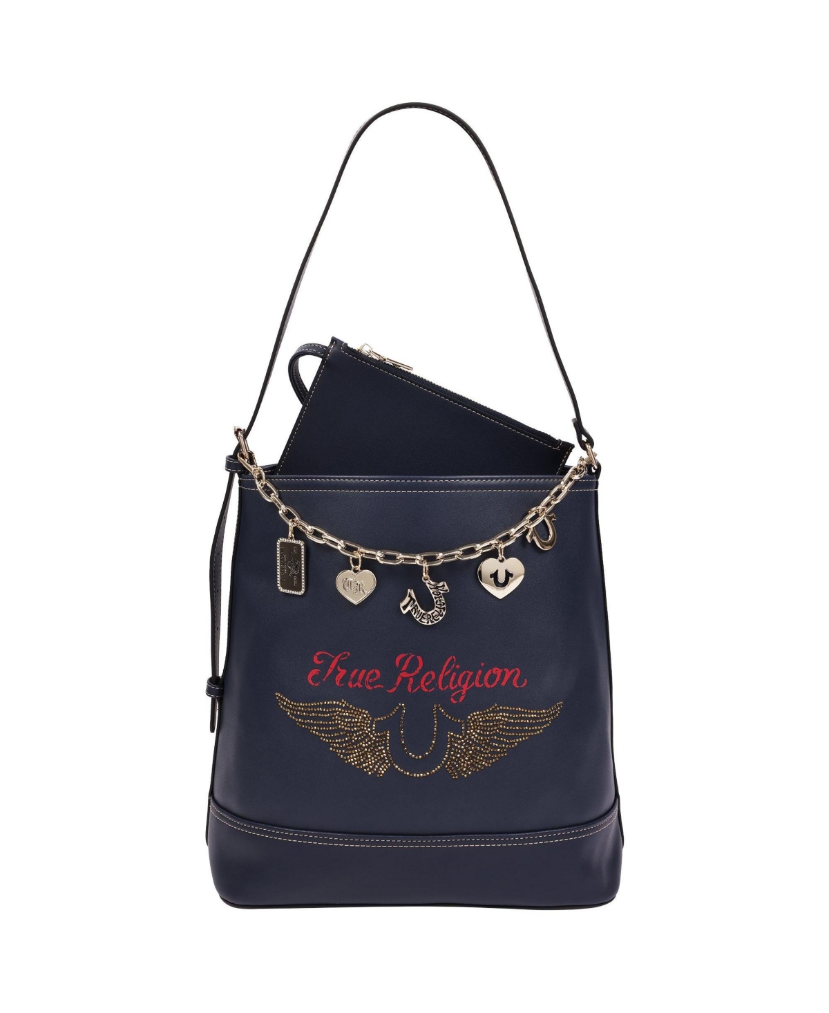 Click here for True Religion Chain Moto Pu Bucket Bag with Charm... prices