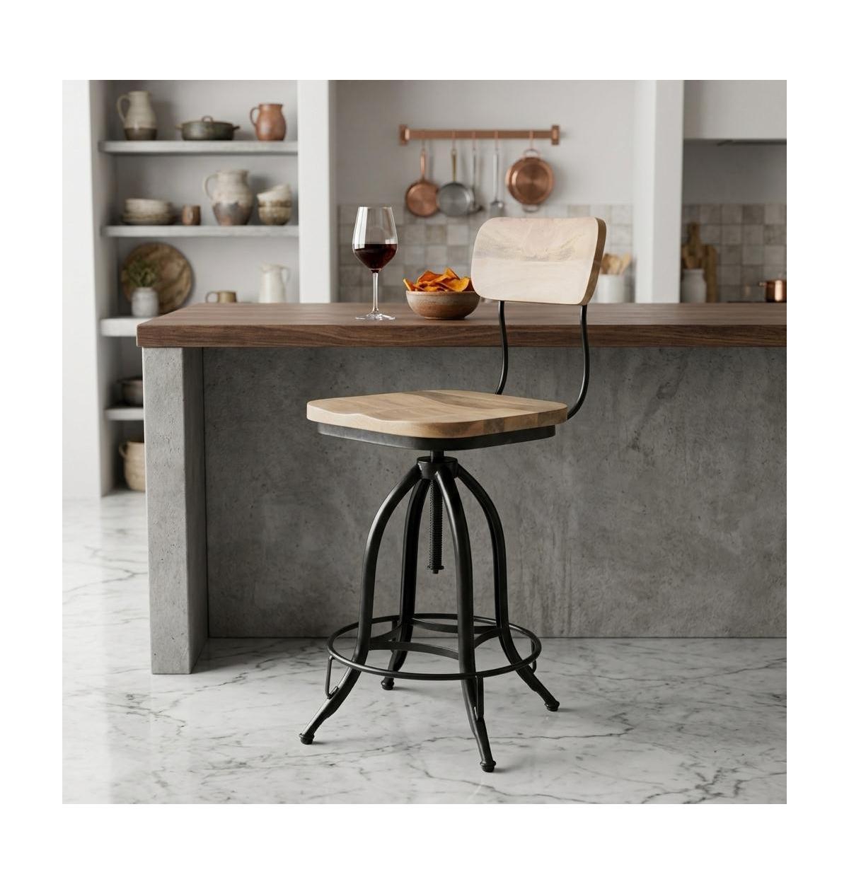 Click here for HomeRoots Solid Wood and Steel Counter Height Swiv... prices