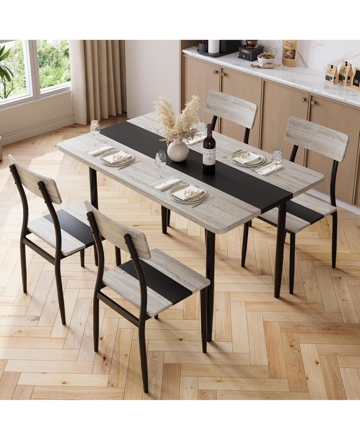 Click here for gaomon Dining Table Set  Metal Frame and Mdf Board... prices