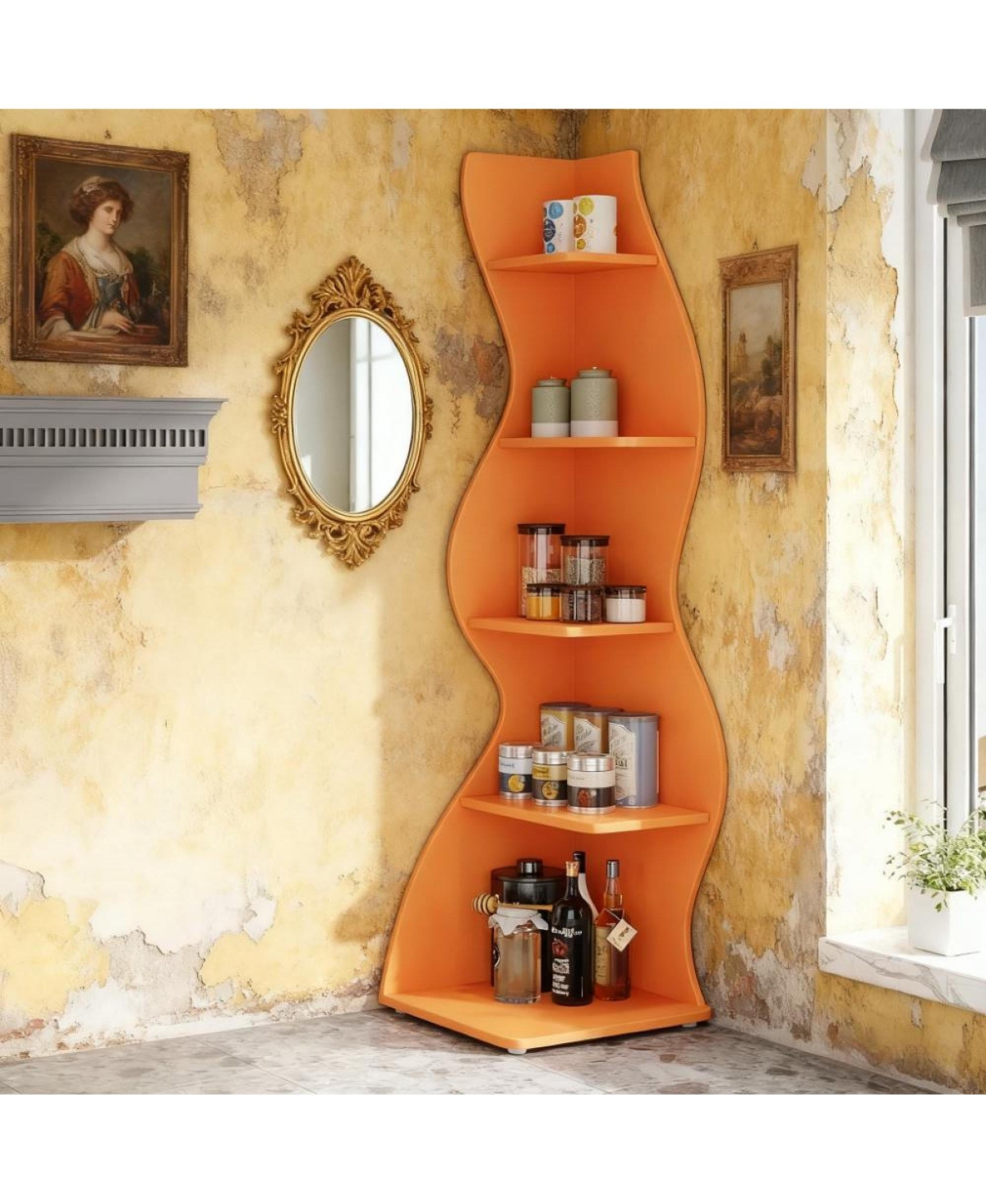 Click here for Rainsken 5-Tier Wall Corner Bookshelf  Modern Book... prices