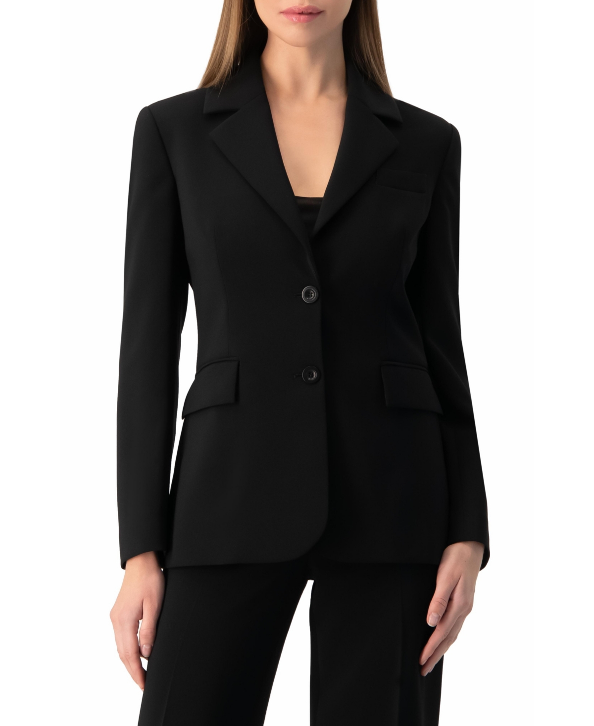 Click here for Ivonne Womens Tailored Two-Button Black Power Blaz... prices