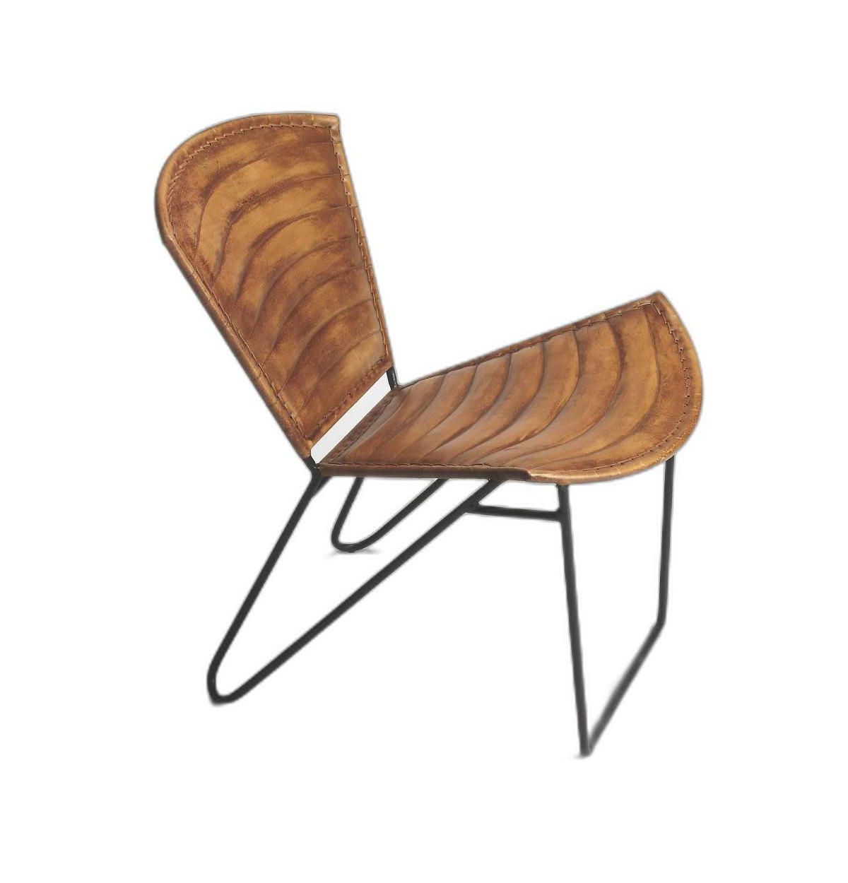 Click here for HomeRoots 23 Leather and Iron Striped Side Chair -... prices