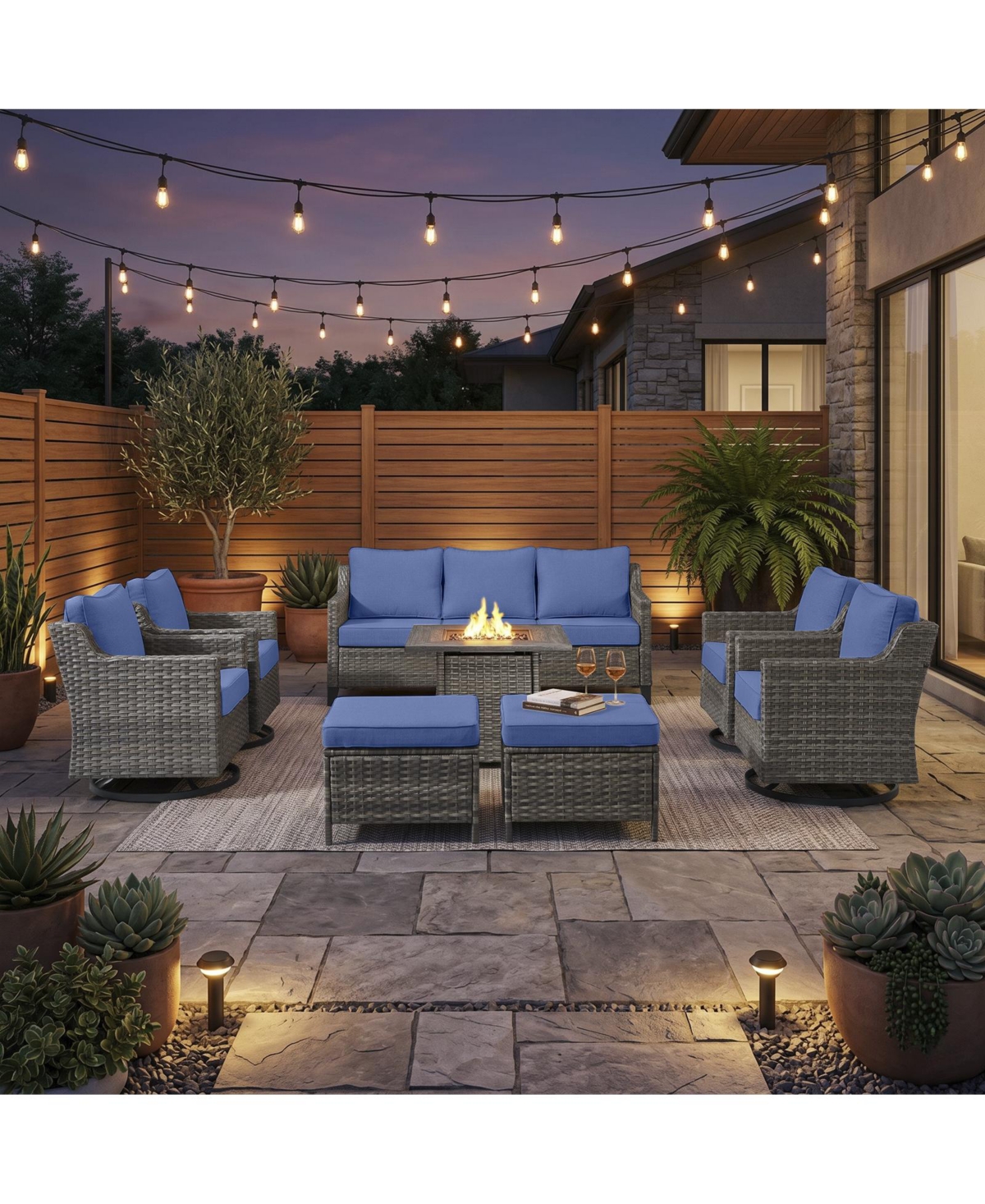Click here for Pocassy 8 Piece Outdoor Furniture Set with Fire Pi... prices