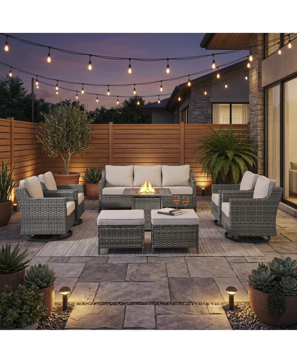 Click here for Pocassy 8 Piece Outdoor Furniture Set with Fire Pi... prices