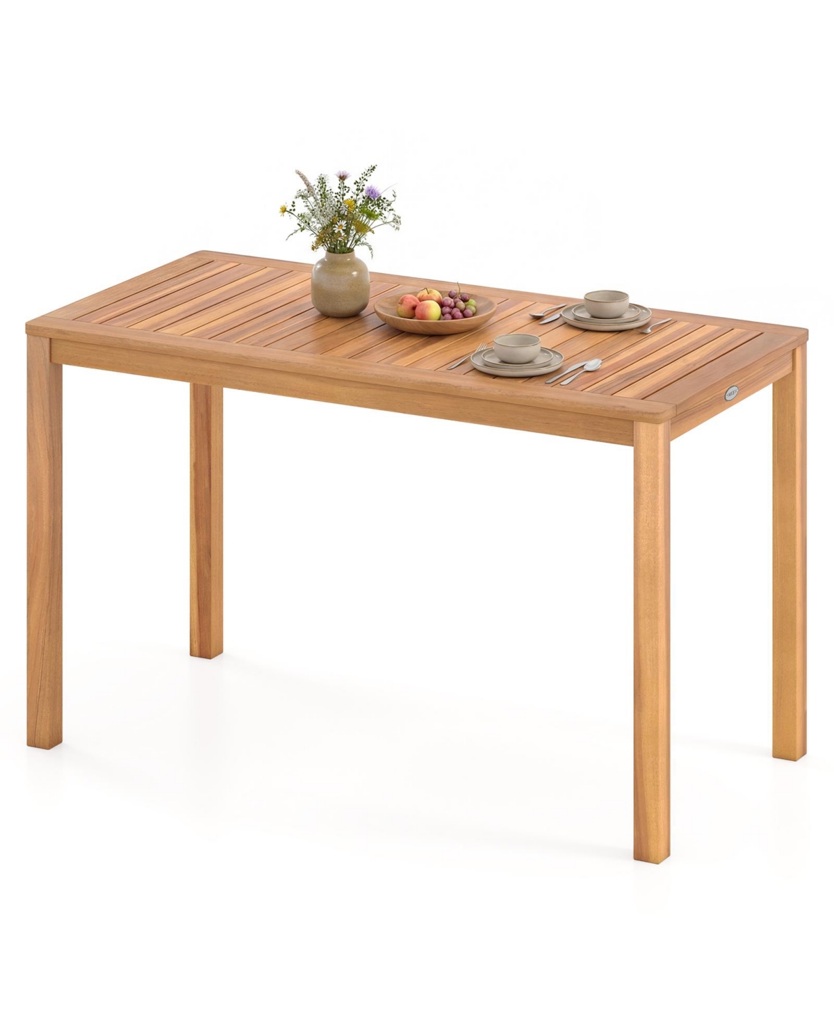 Click here for Gymax Outdoor Acacia Wood Dining Table with Slatte... prices