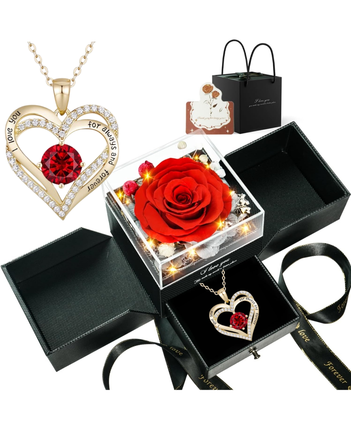 Click here for Lovery 5-Piece Preserved Rose with Led Lights  Dou... prices