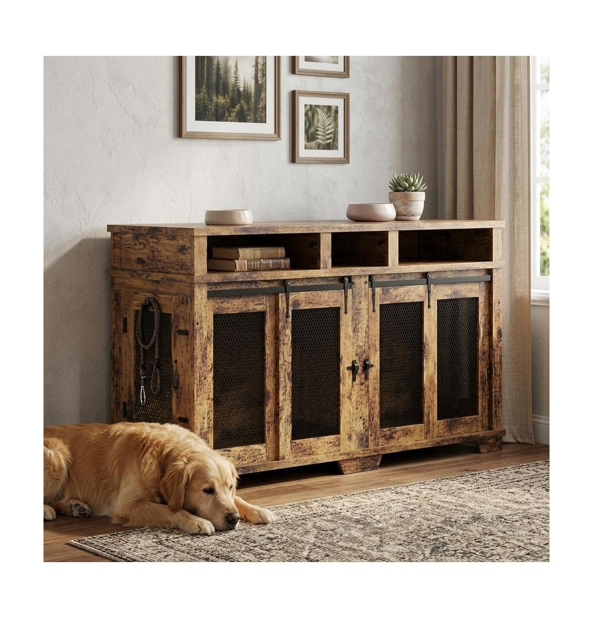 Click here for homfan 71 Double Dog Crate Furniture with Divider... prices