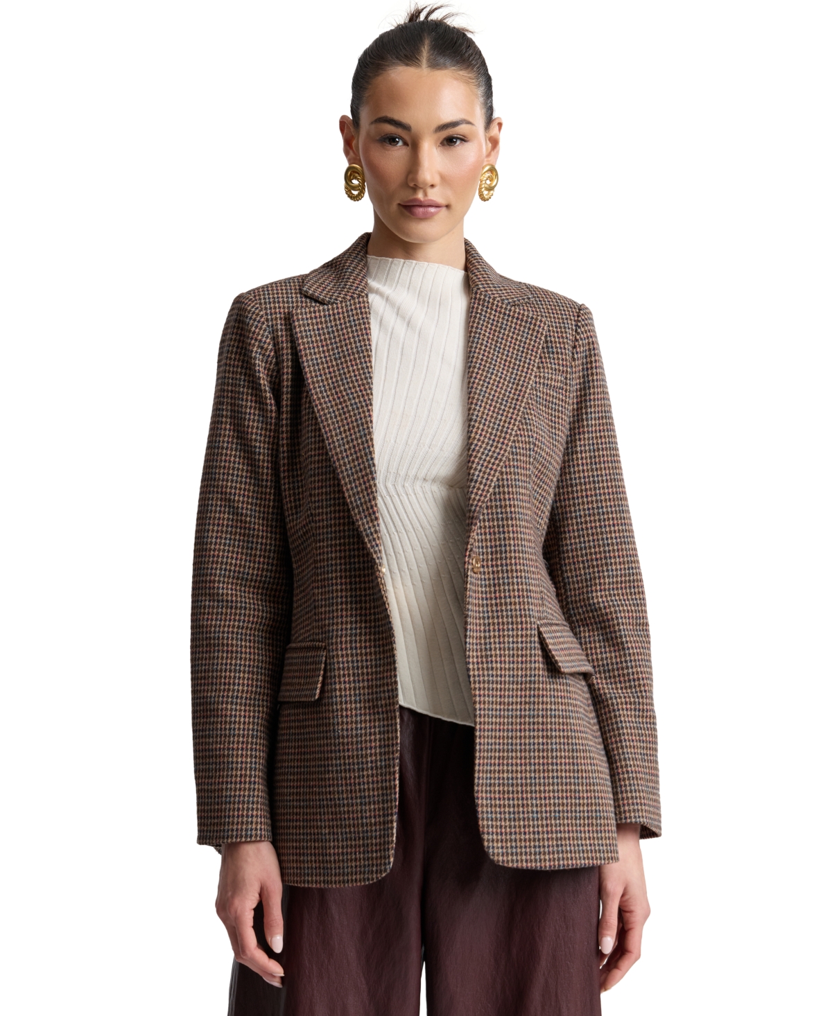 Click here for Avec Les Filles Womens Notch Lapel Collar Belted B... prices