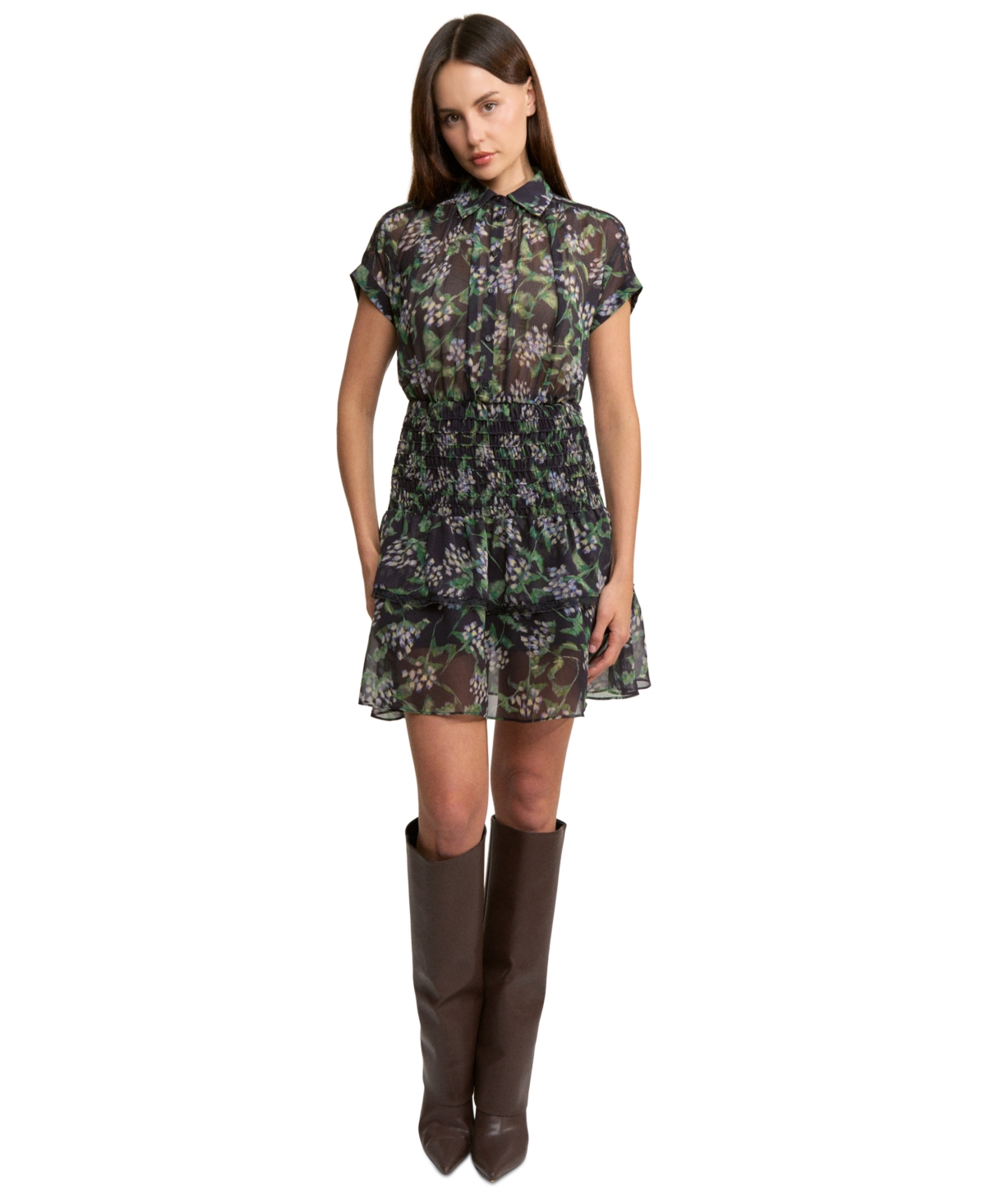 Click here for En Saison Womens Lindsey Collared Button-Front Min... prices