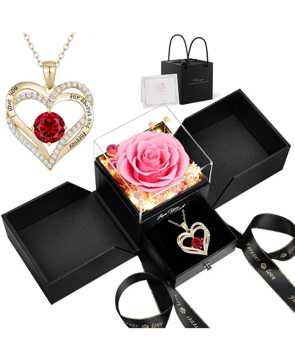 Click here for Lovery 5-Piece Preserved Rose with Led Lights Doub... prices